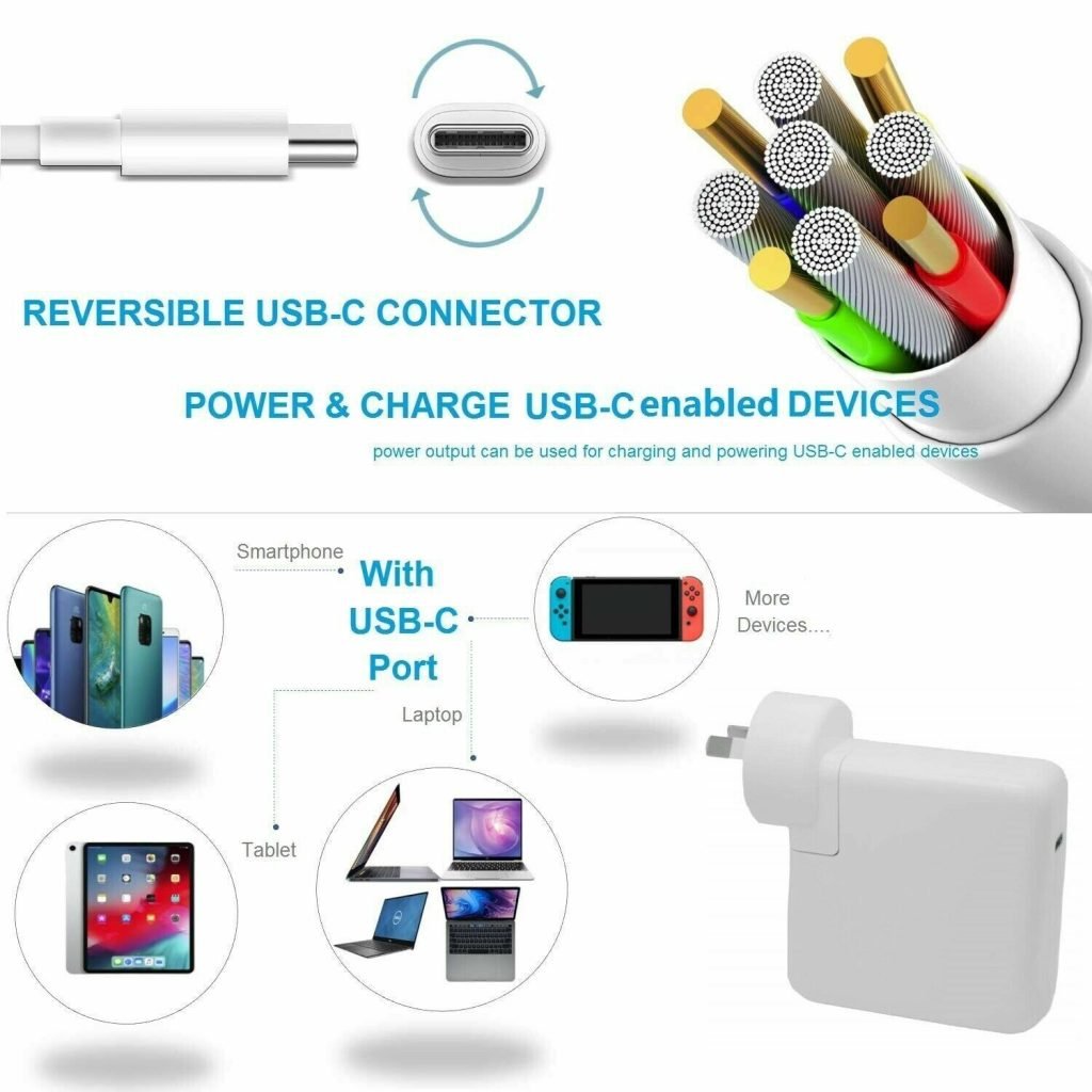 Laptop Device Charger 96W Type-C USB-C for MacBook With 2m Cable